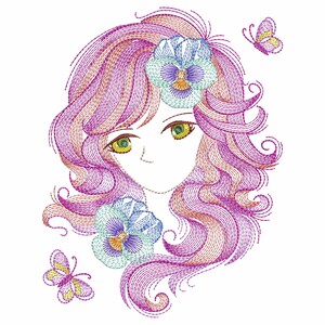 Floral Lady Embroidery Designs Instant Download 5x5 6x6 8x8 Hoop 10 ...