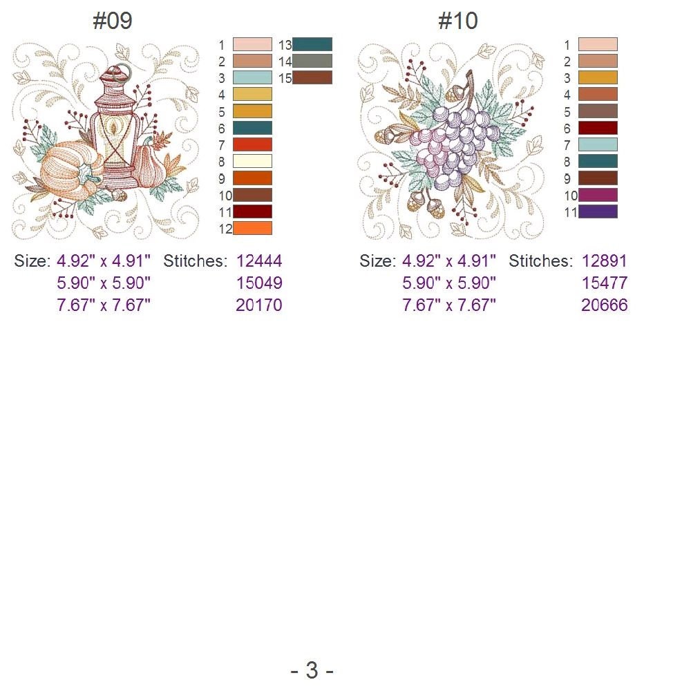 Autumn Harvest Blocks Machine Embroidery Designs Pack Instant Download ...