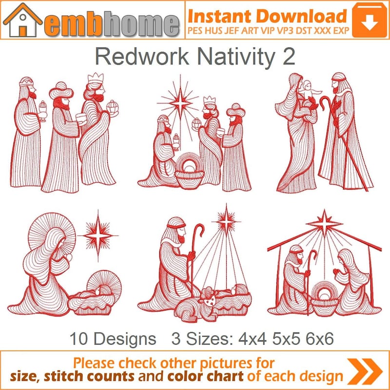 Redwork Machine Embroidery Designs - Etsy
