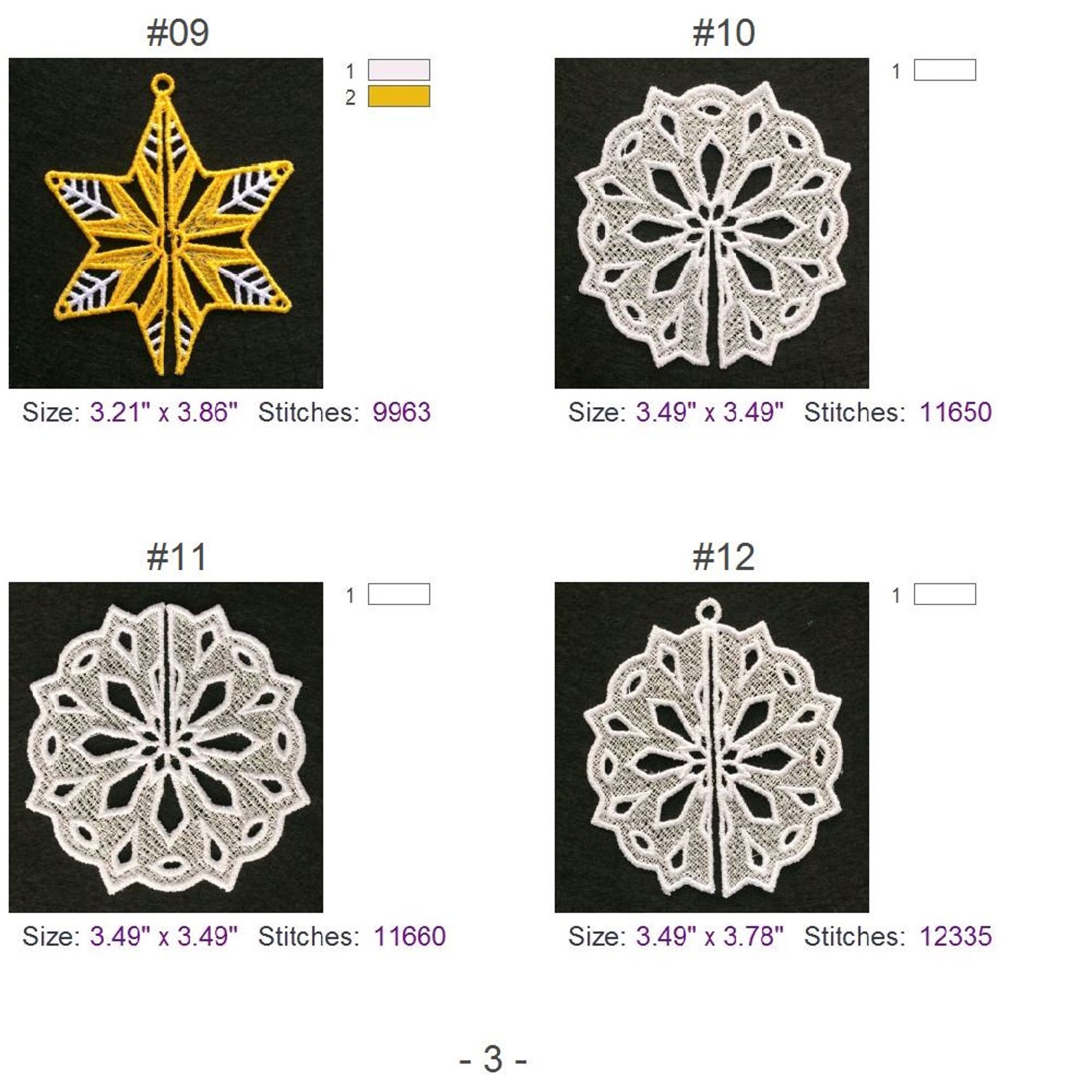 3D FSL Snowflakes Free Standing Lace Machine Embroidery Designs Instant ...