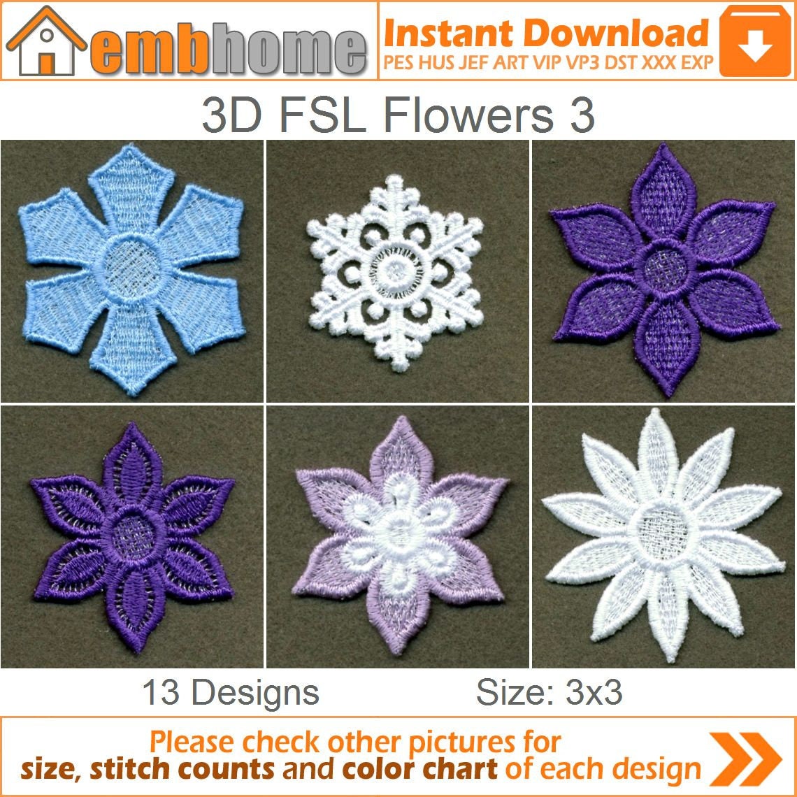 3D FSL Flowers Machine Embroidery Design Free Standing Lace - Etsy