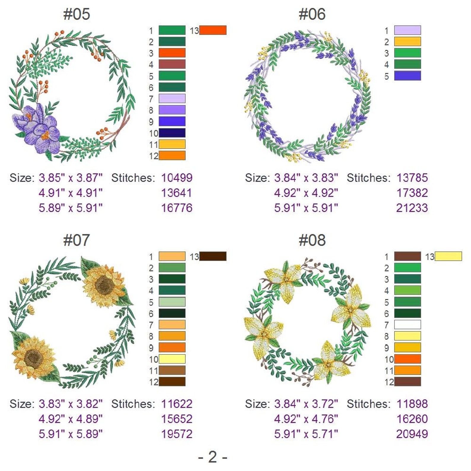 Floral Wreaths Machine Embroidery Designs Instant Download 4x4 - Etsy