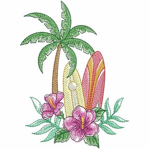 Tropical Scene Machine Embroidery Designs Instant Download 4x4 5x5 6x6 ...