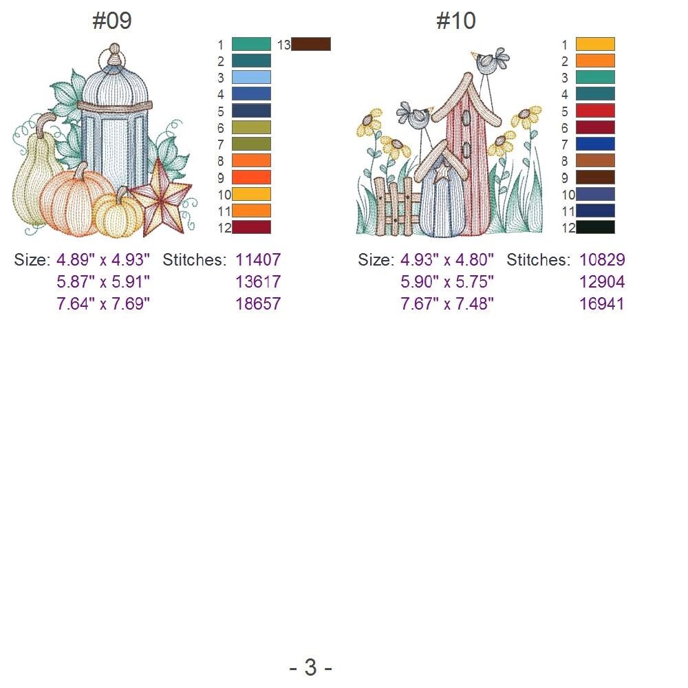 Rippled Fall Scenes Machine Embroidery Designs Pack Instant - Etsy