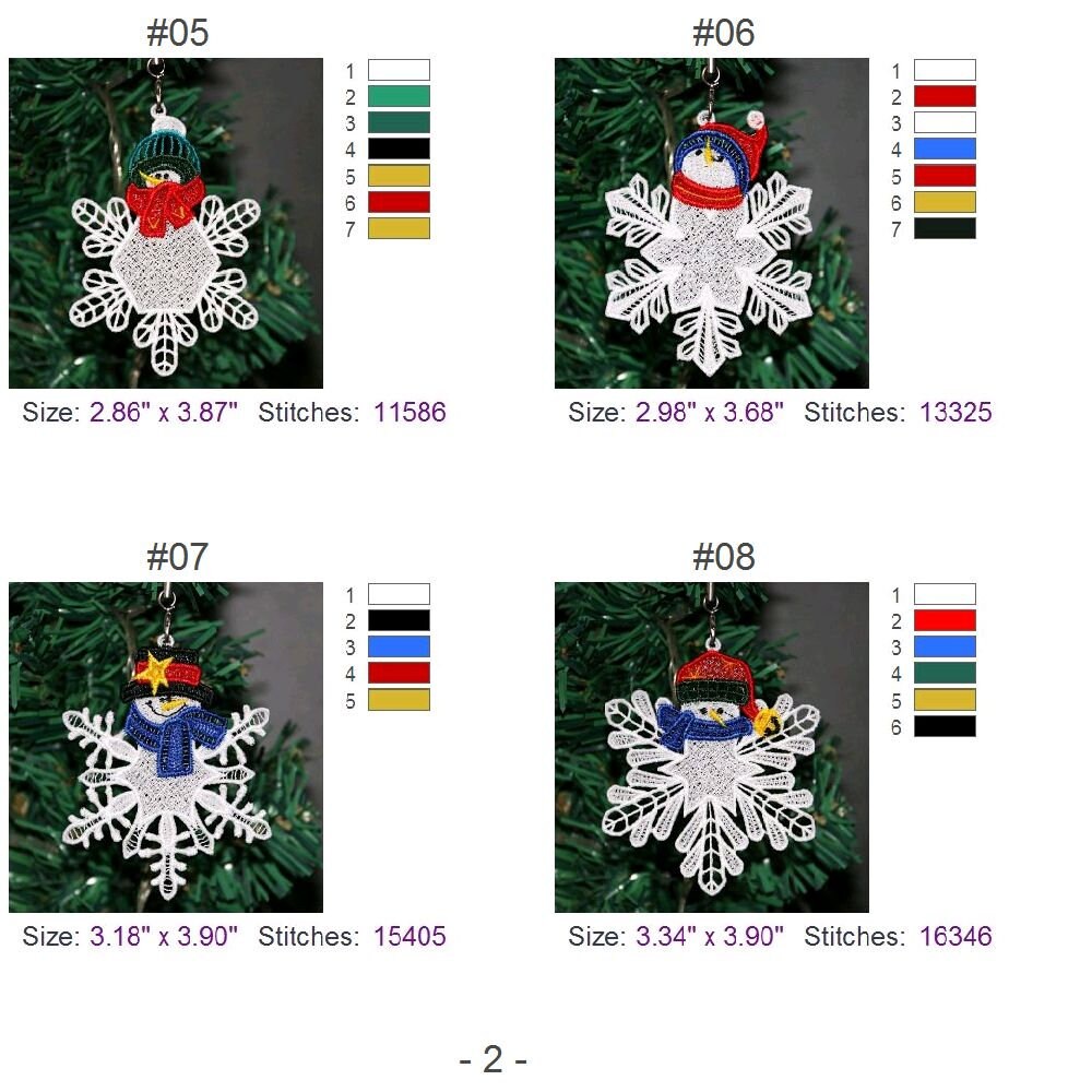 FSL Snowflake Snowman Free Standing Lace Machine Embroidery - Etsy