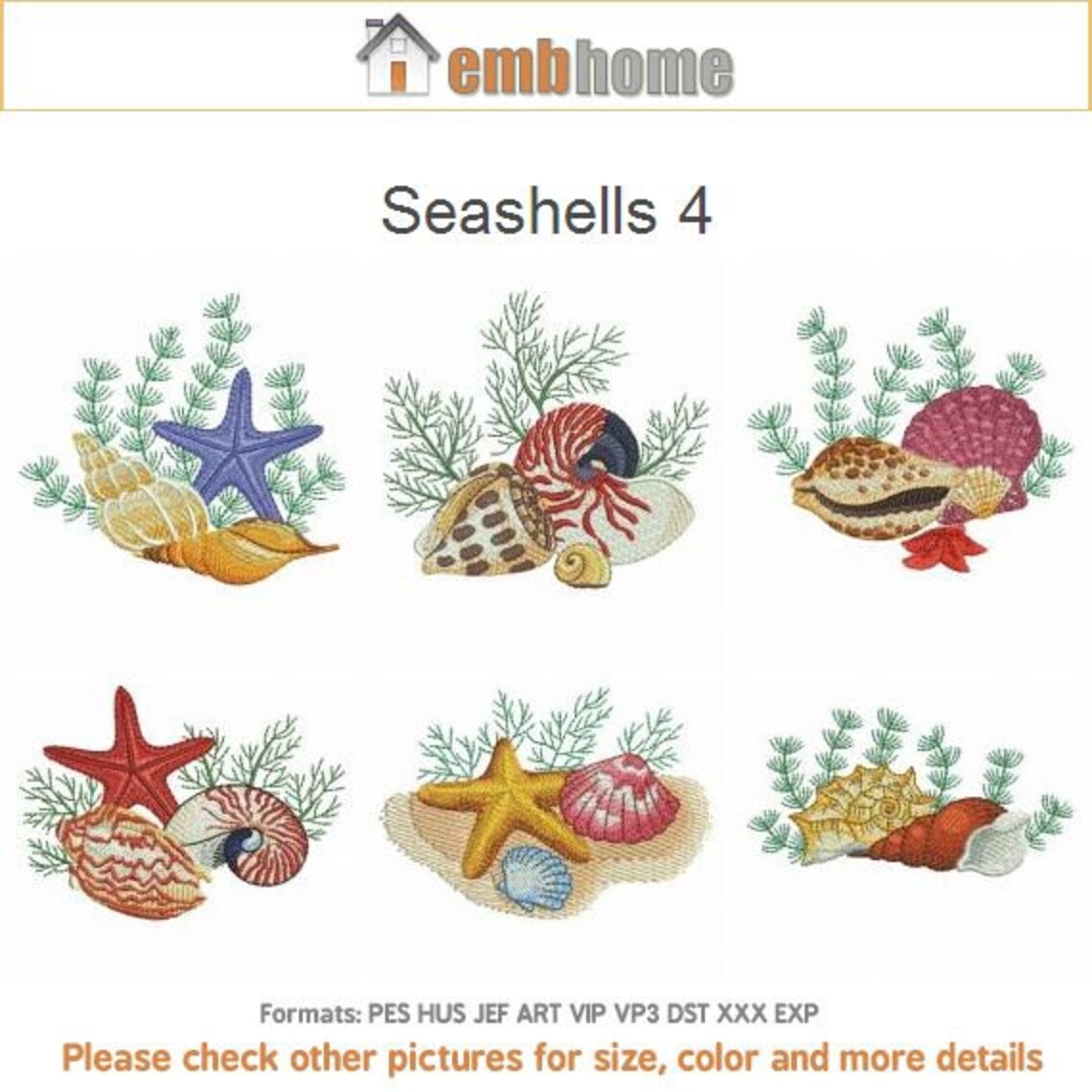Seashells Machine Embroidery Designs Pack Instant Download 4x4 - Etsy