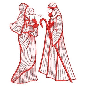 Redwork Nativity Machine Embroidery Designs Instant Download 4x4 5x5 ...