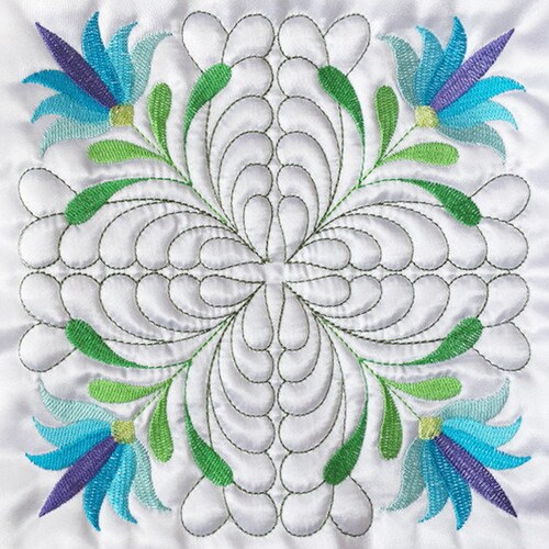 Trapunto Feather Quilt Machine Embroidery Designs Pack Instant - Etsy