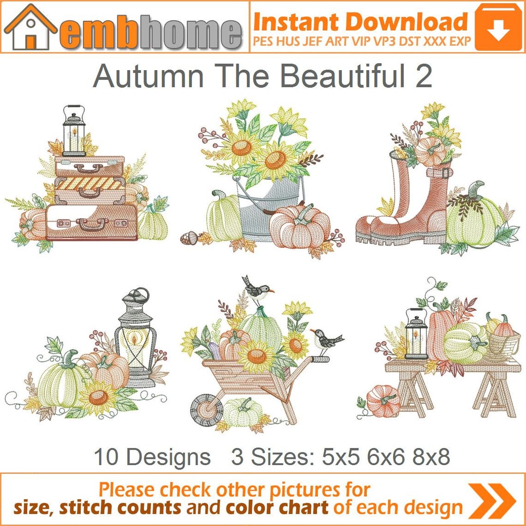 Autumn the Beautiful Machine Embroidery Designs Pack Instant Download ...
