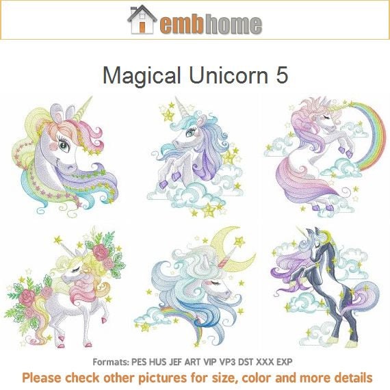 Magical Unicorn Machine Embroidery Designs Pack Instant - Etsy