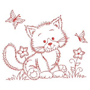 Redwork Baby Animals Machine Embroidery Designs Pack Instant - Etsy