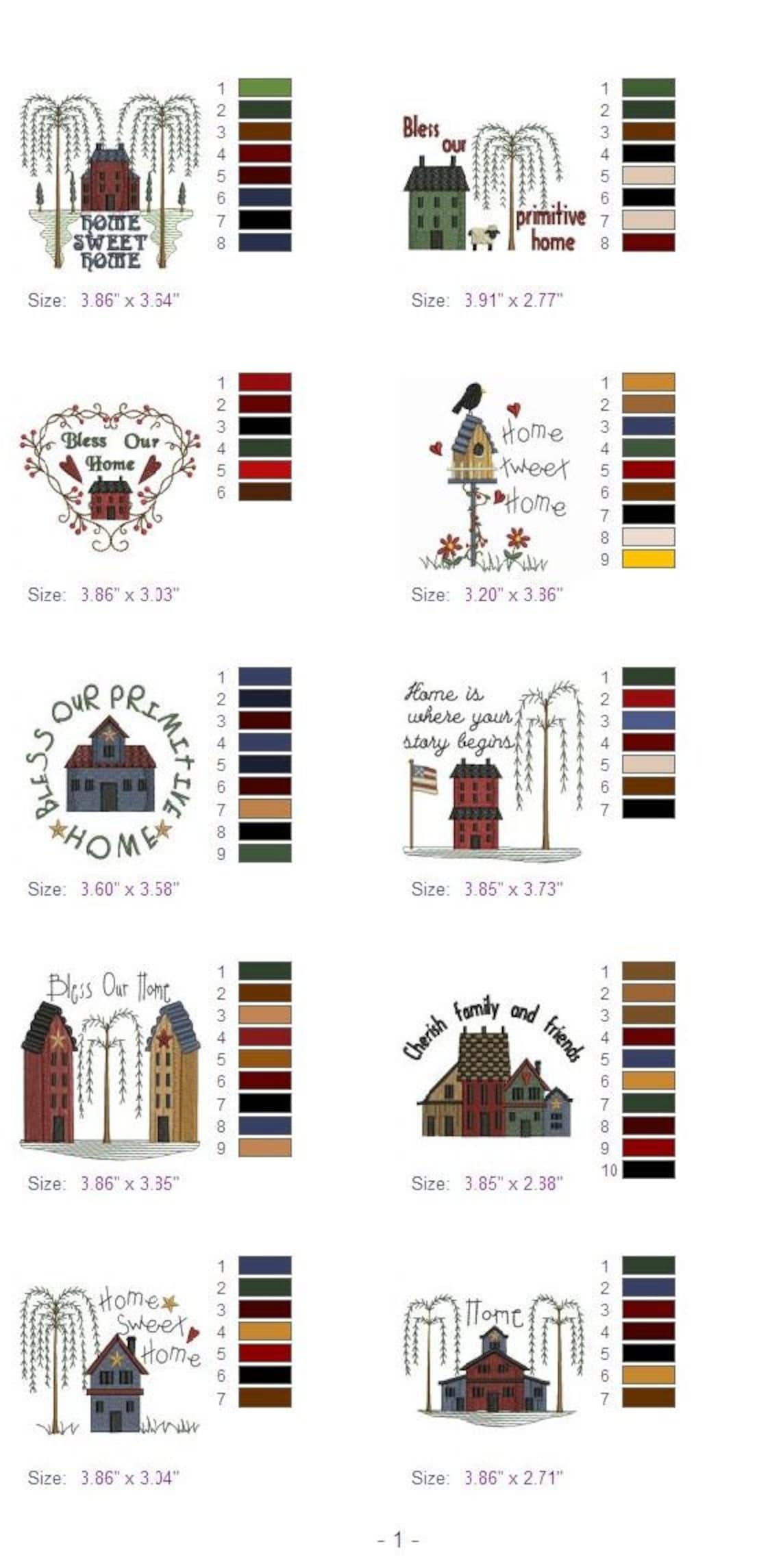 Country Home Primitive Machine Embroidery Designs Pack Instant - Etsy