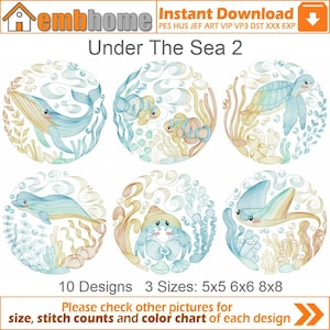 Under the Sea Machine Embroidery Designs Pack Instant Download 5x5 6x6 ...