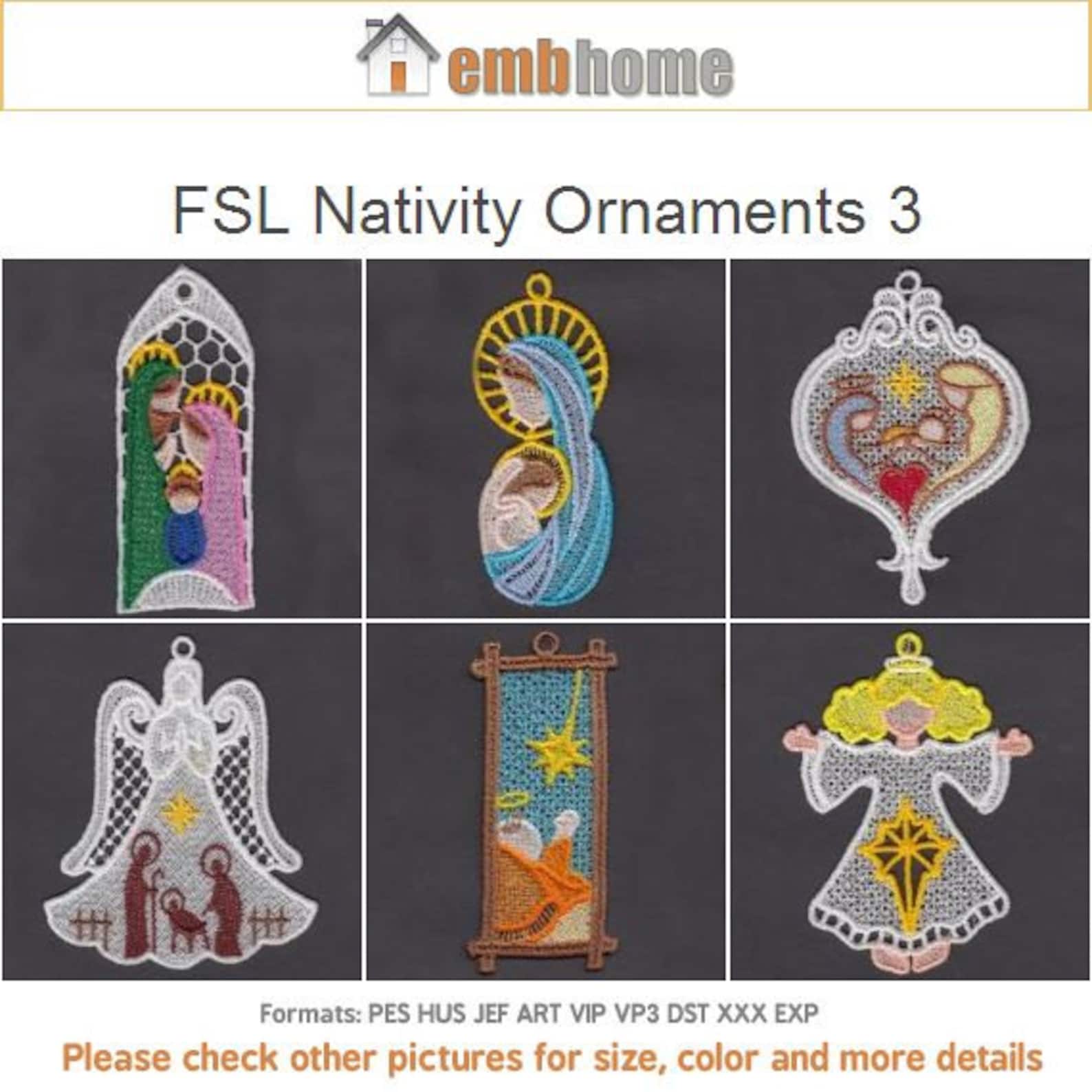 FSL Nativity Ornaments Free Standing Lace Machine Embroidery | Etsy