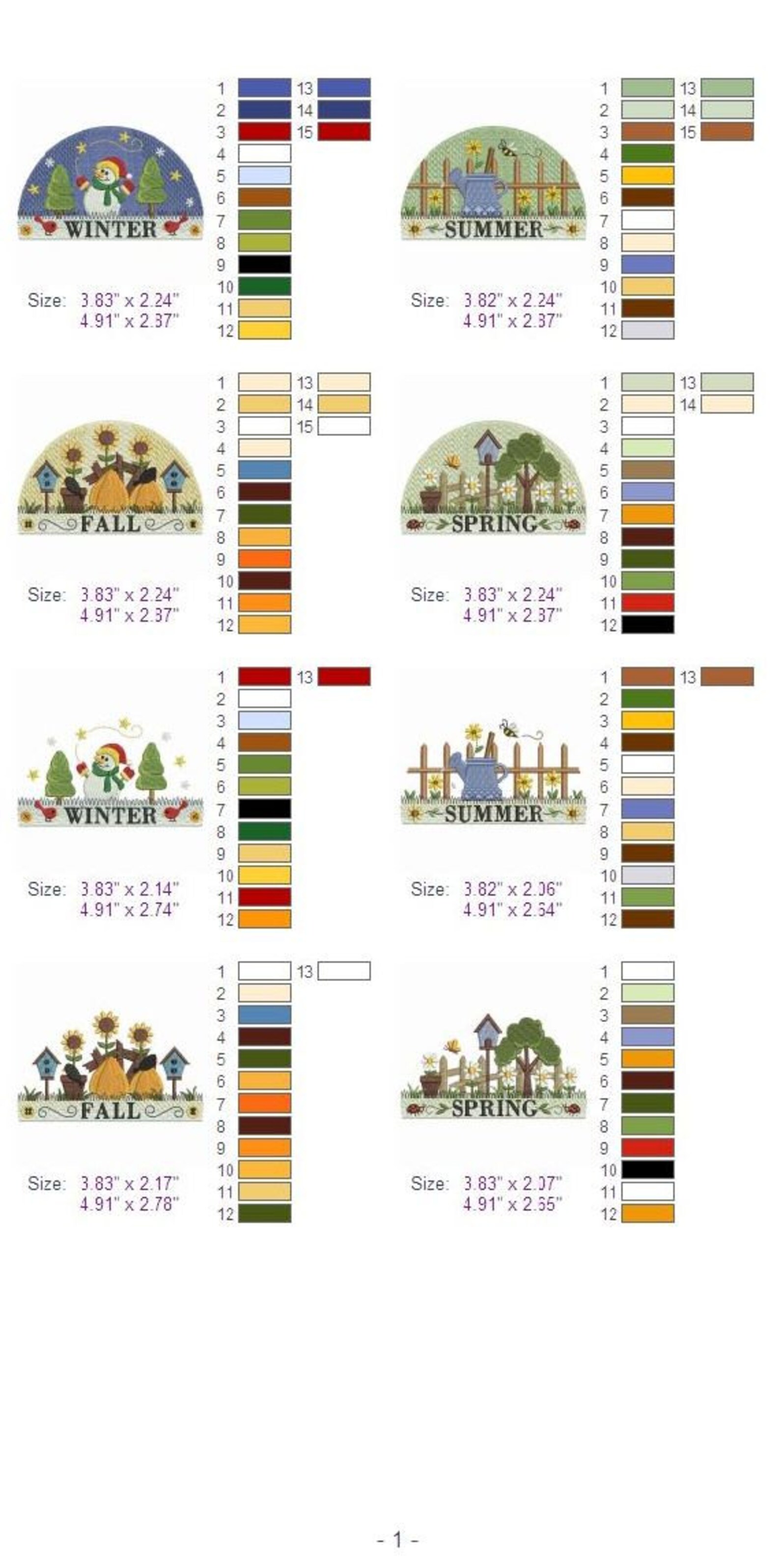 Four Seasons Machine Embroidery Designs Instant Download 4x4 - Etsy