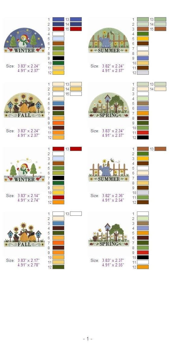 Four Seasons Machine Embroidery Designs Instant Download 4x4 - Etsy