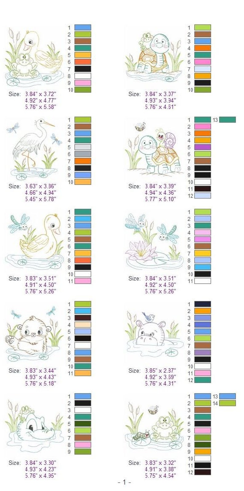 Vintage Pond Scene Machine Embroidery Designs Instant Download - Etsy