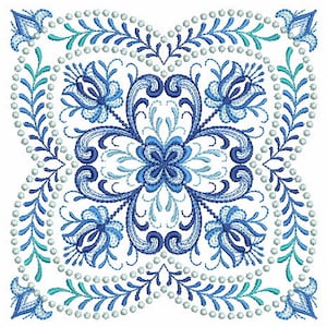 Delft Blue Quilt Block Machine Embroidery Designs Instant Download 4x4 ...