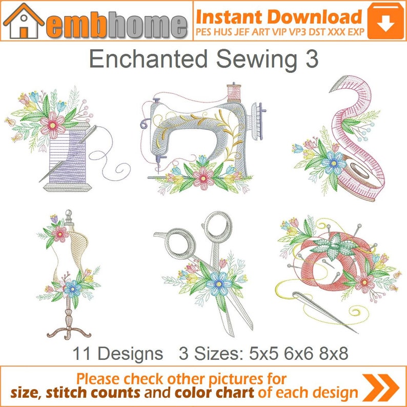 Enchanted Sewing Machine Embroidery Designs Pack Instant Download 5x5 ...