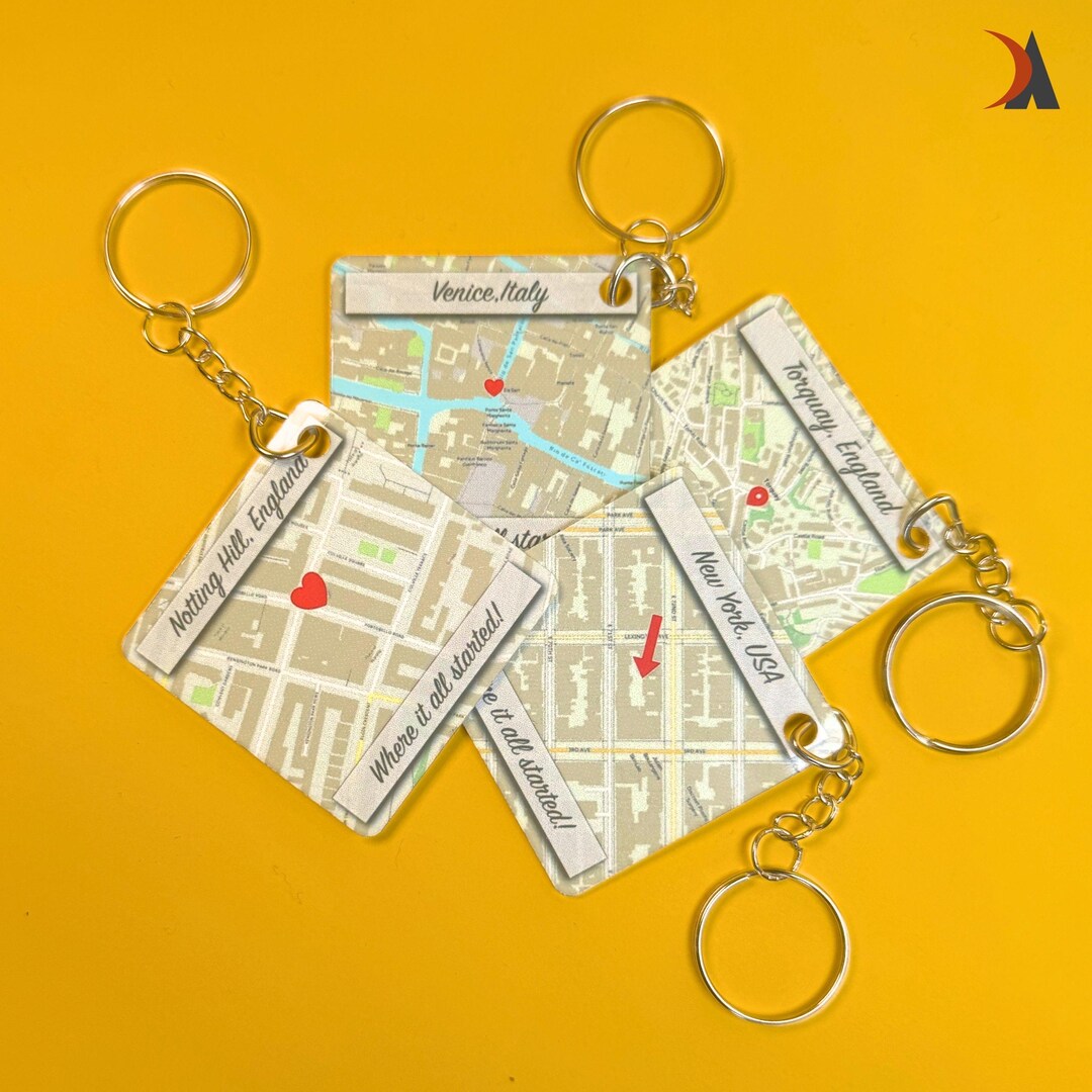 Personalised Map Keychain. A Custom Keepsake Gift for Valentine’s ...