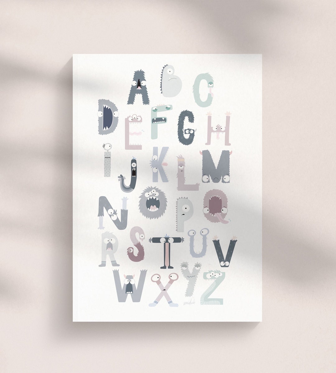 Monster Alphabet Poster AZ - Etsy