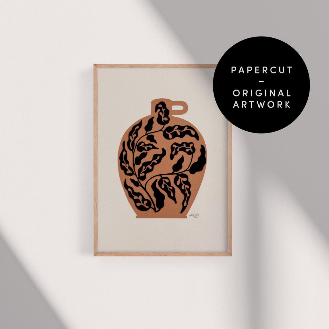 Botanica Vase No. 1 – Handcrafted Papercut Artwork in Earthy Tones - Etsy