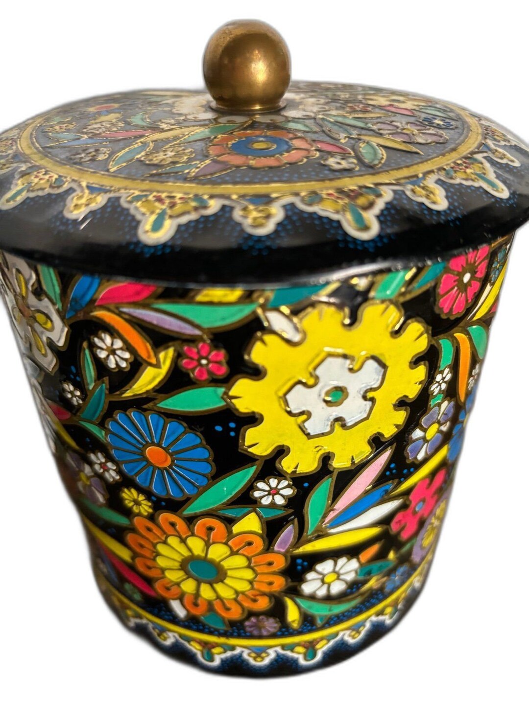 Vintage Daher Multicolor Floral Tin Container England 5.1t X 3.5 in ...