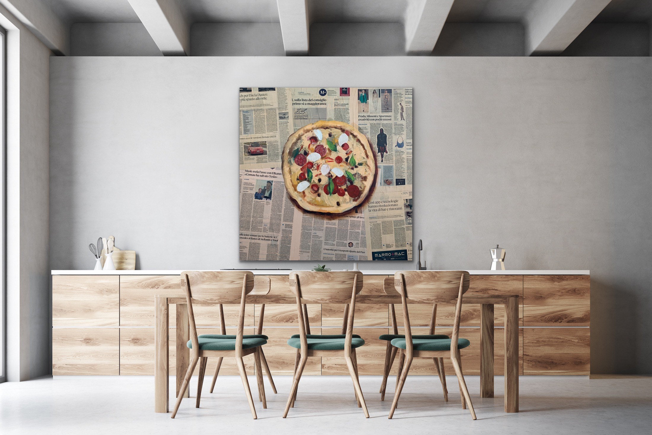 Oil Paints on Canvas and a Newspaper in Italian. Water Resistant. 80 X ...