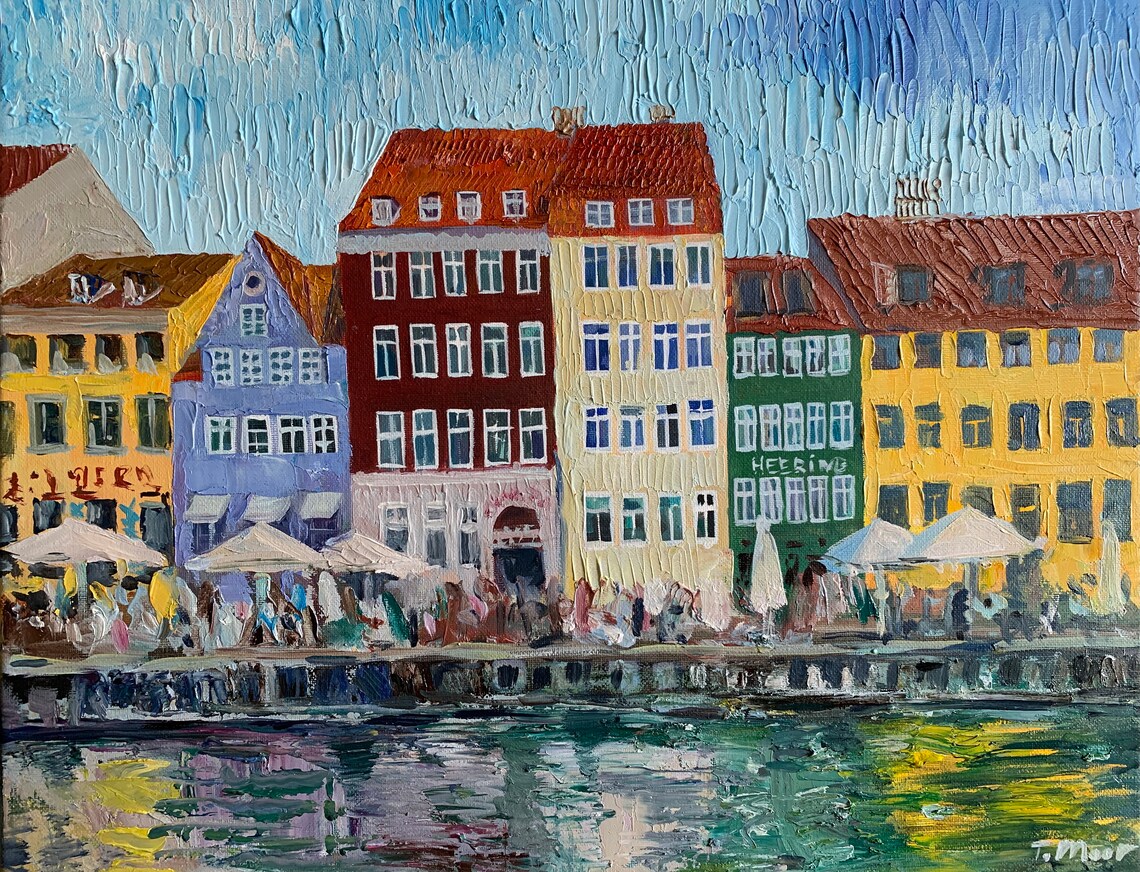 Newhaven Copenhagen Malerei Auf Leinwand, Original-kunst ...