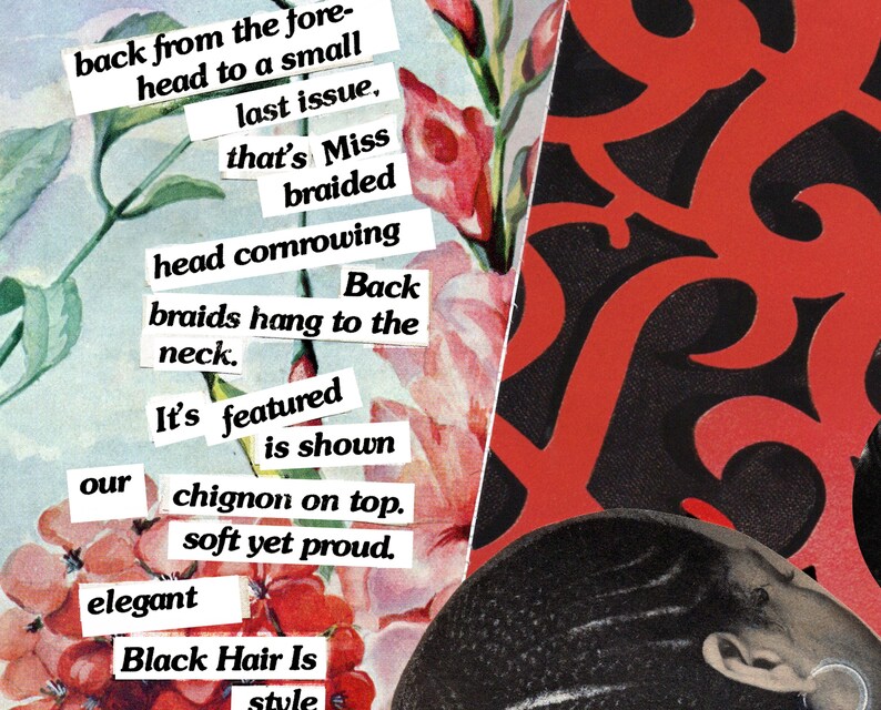 CORNROW ART, Surreal Glamour, Red Feminine Wall Art, Vintage Black Hair ...