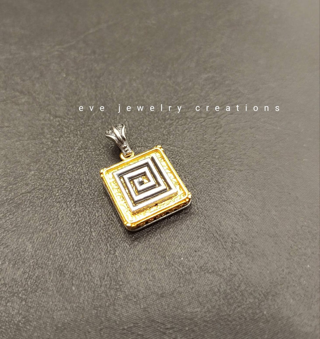 Greek Key Sterling Silver Pendant. - Etsy