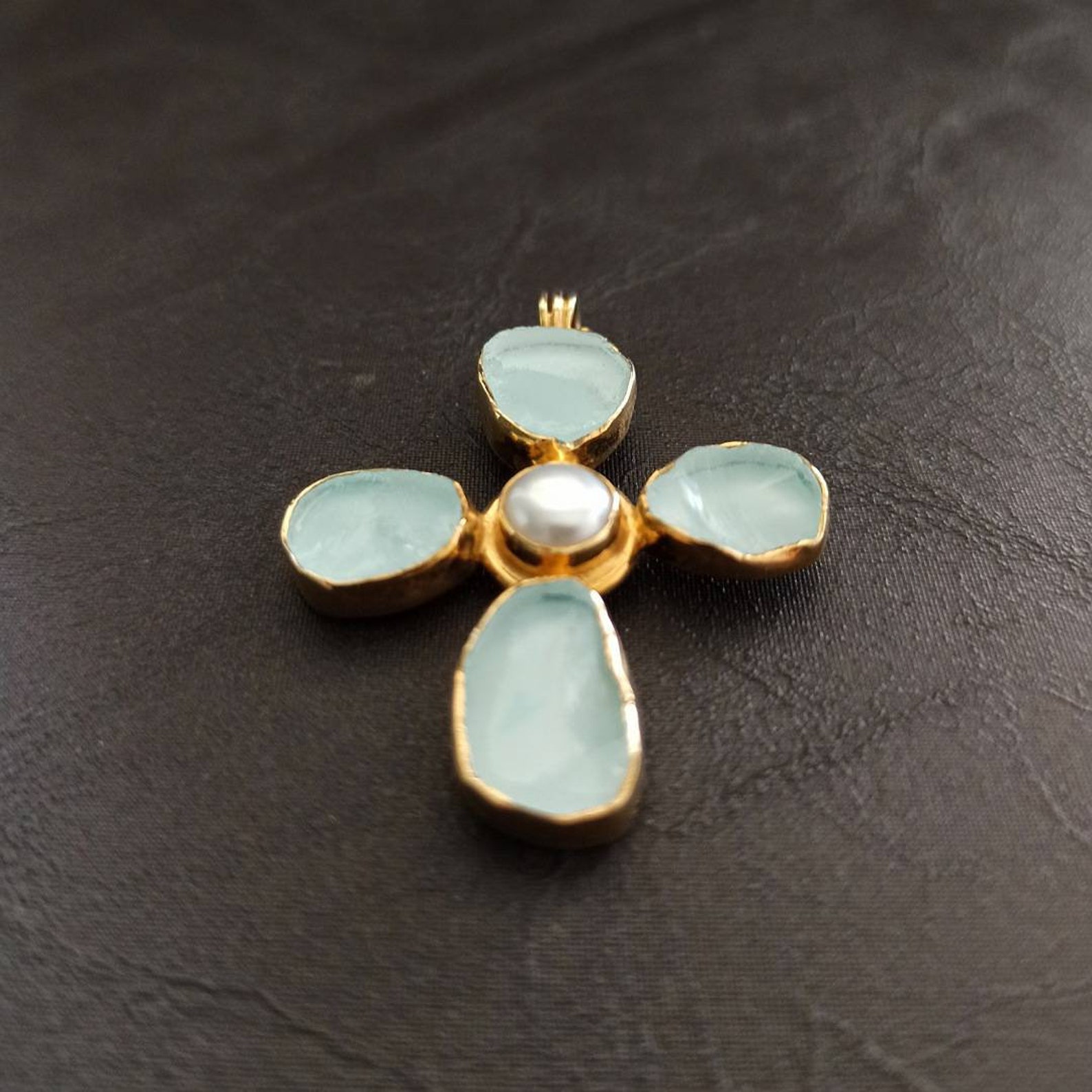 Hand made gold finished cross pendant. | Etsy