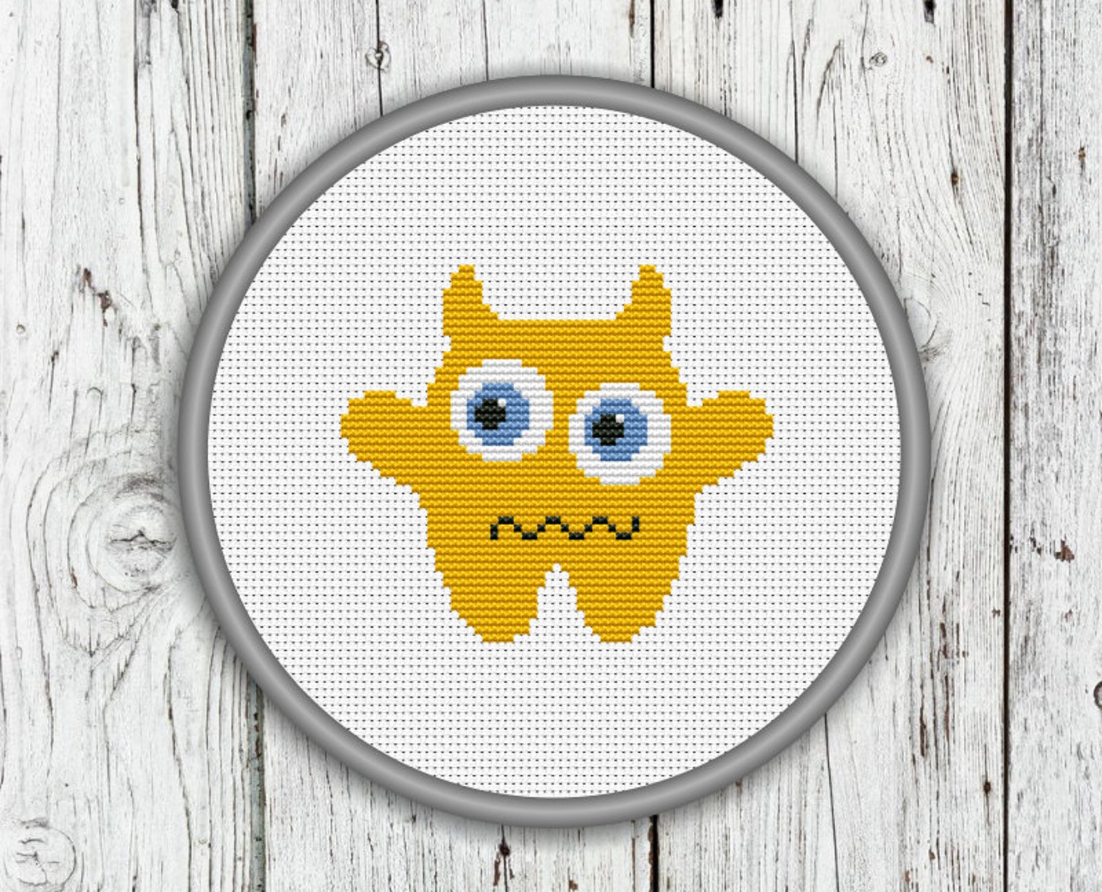 Cute Yellow Monster Counted Cross Stitch - PDF, Instant Download - Etsy