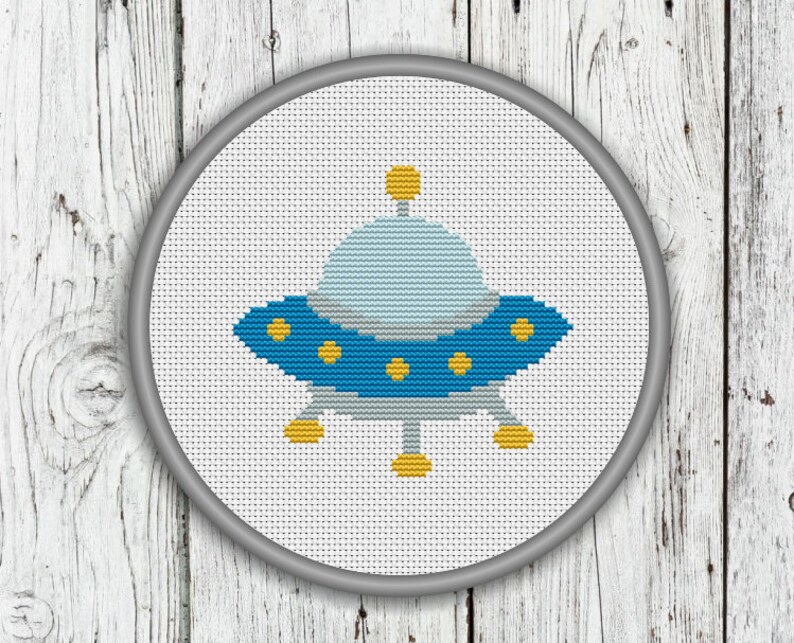 UFO Counted Cross Stitch Pattern - Alien Cross Stitch - PDF, Instant ...