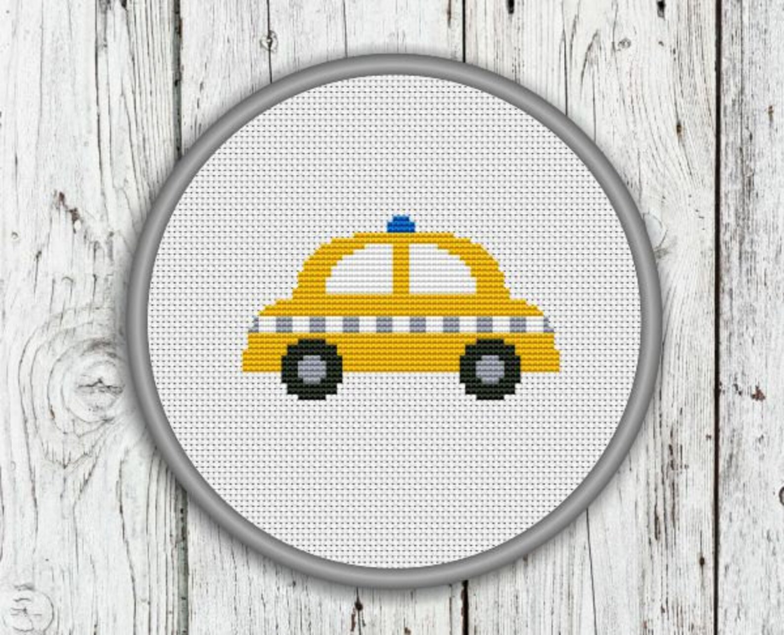 Yellow Taxi Car Counted Cross Stitch Pattern, Taxi Cab, Vehicle ...