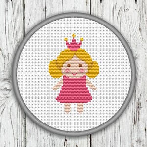 Little Pink Princess With A Crown Counted Cross Stitch Pattern - PDF ...
