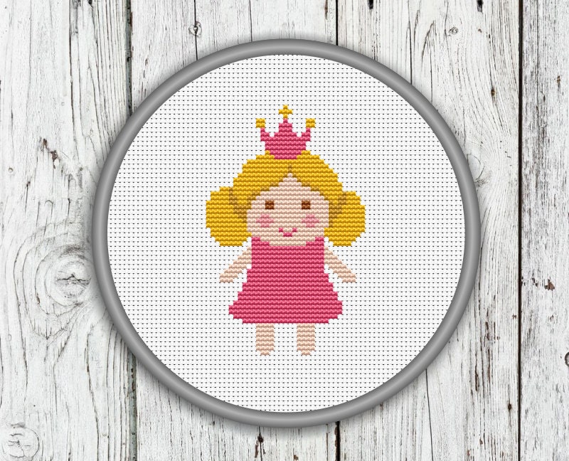 Little Pink Princess With A Crown Counted Cross Stitch Pattern - PDF ...