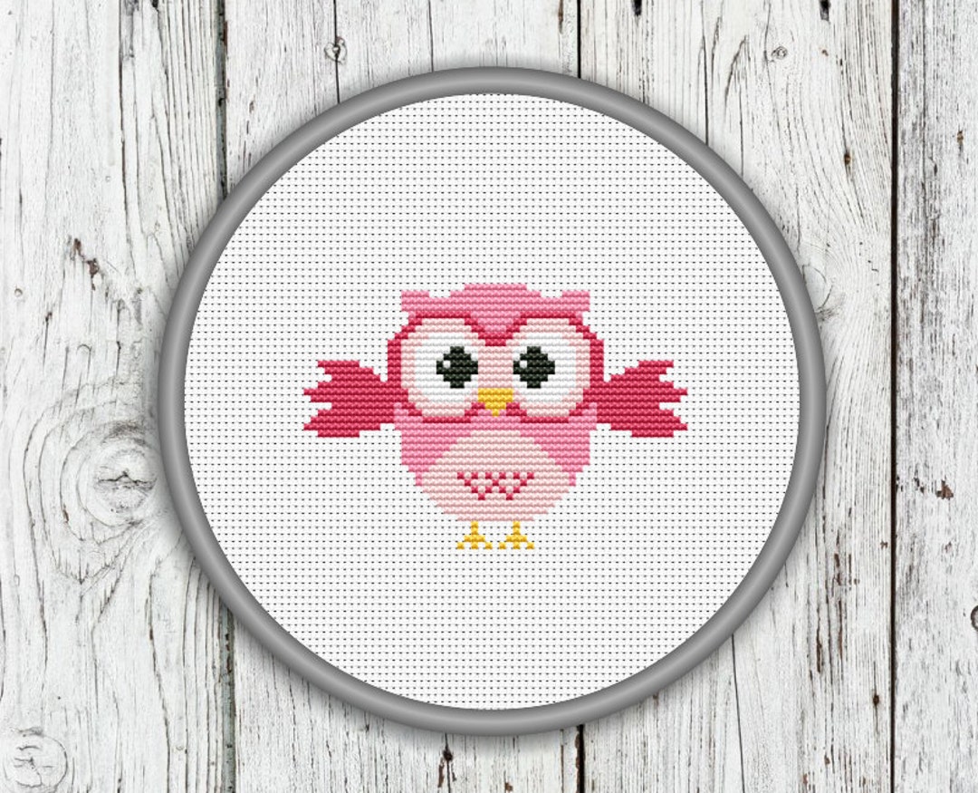 Valentine's Day Owl Cross Stitch Pattern, Cute Owl Cross Stitch Pattern ...