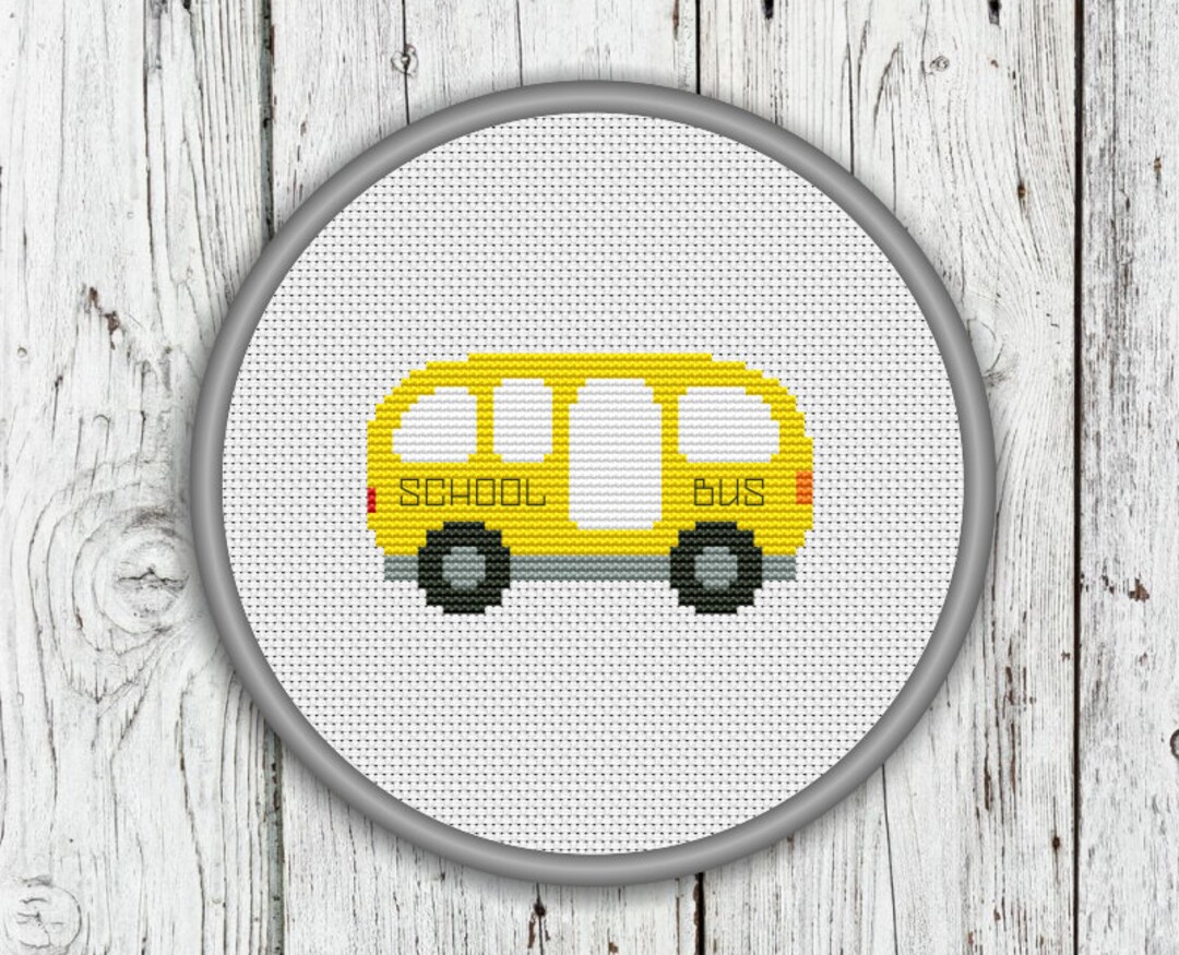 School Bus Counted Cross Stitch Pattern Needlepoint Pattern - Etsy