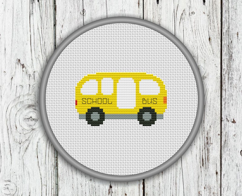 School Bus Counted Cross Stitch Pattern, Needlepoint Pattern - PDF ...