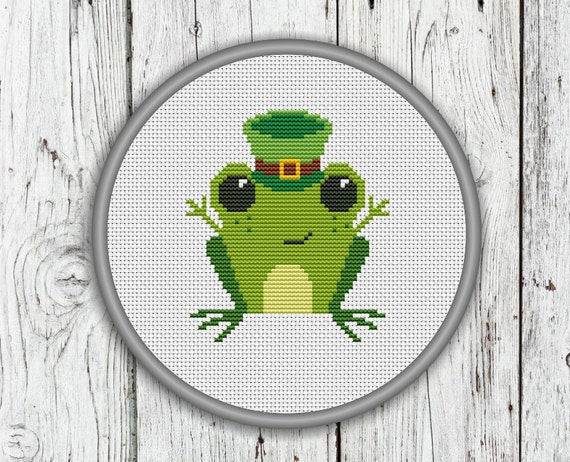 St. Patrick's Day Frog Counted Cross Stitch Pattern St | Etsy