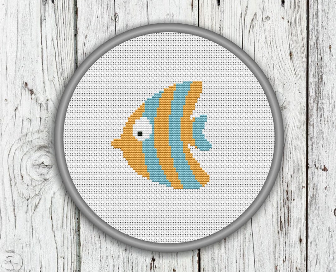 Cute Yellow Fish Counted Cross Stitch Pattern - PDF, Instant Download ...