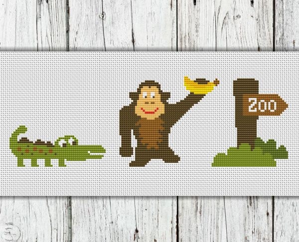 Cute Animals Counted Cross Stitch Pattern, Zoo Collection - PDF ...