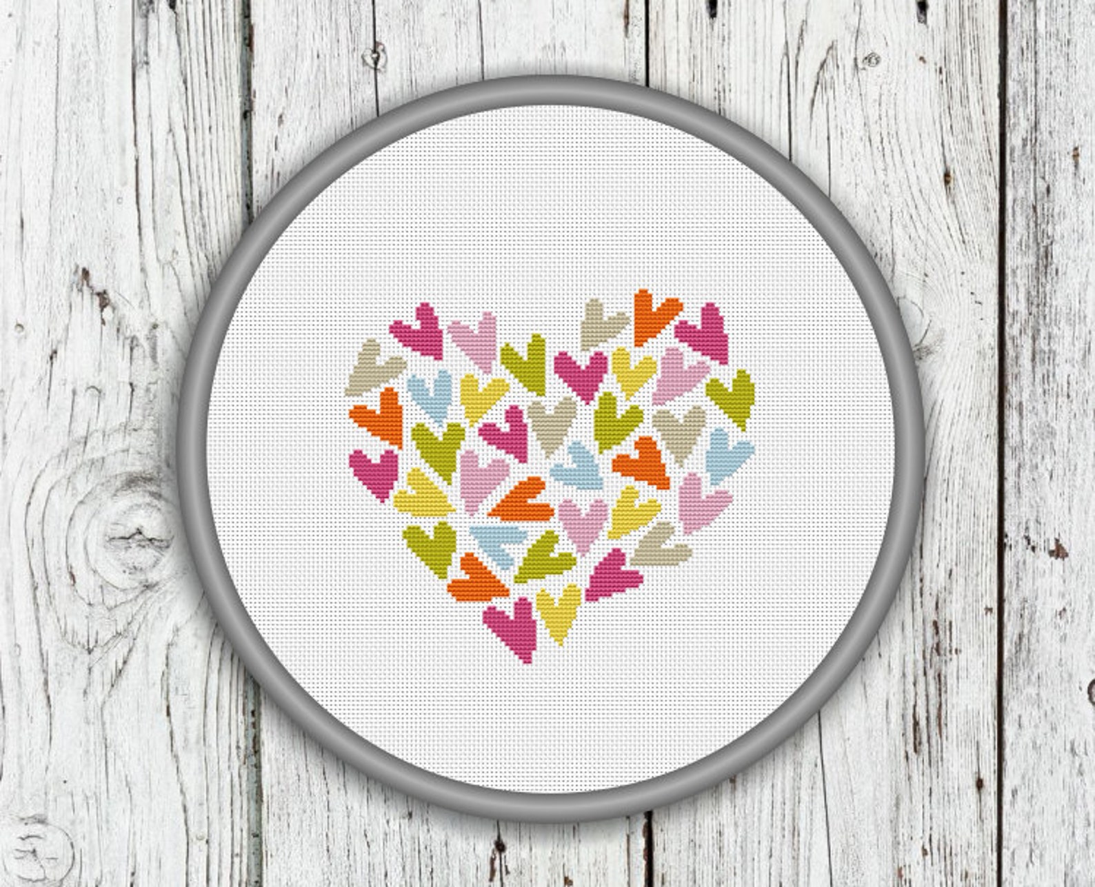 Valentine's Day Counted Cross Stitch Pattern, Love PDF Pattern, Hearts ...