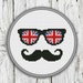 Union Jack Mustache Counted Cross Stitch Pattern, British Flag Cross ...