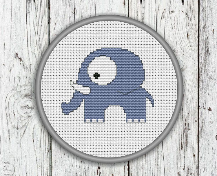 Little Blue Elephant Counted Cross Stitch Pattern - PDF, Instant ...