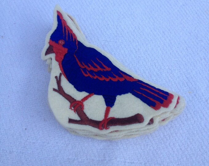 Vintage 70's Embroidered Blue Bird Jacket Patch / Jersey - Etsy