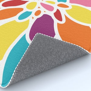 Flower Area Rug - Abstract Flower Rug - Orange Pink Yellow Turquoise ...