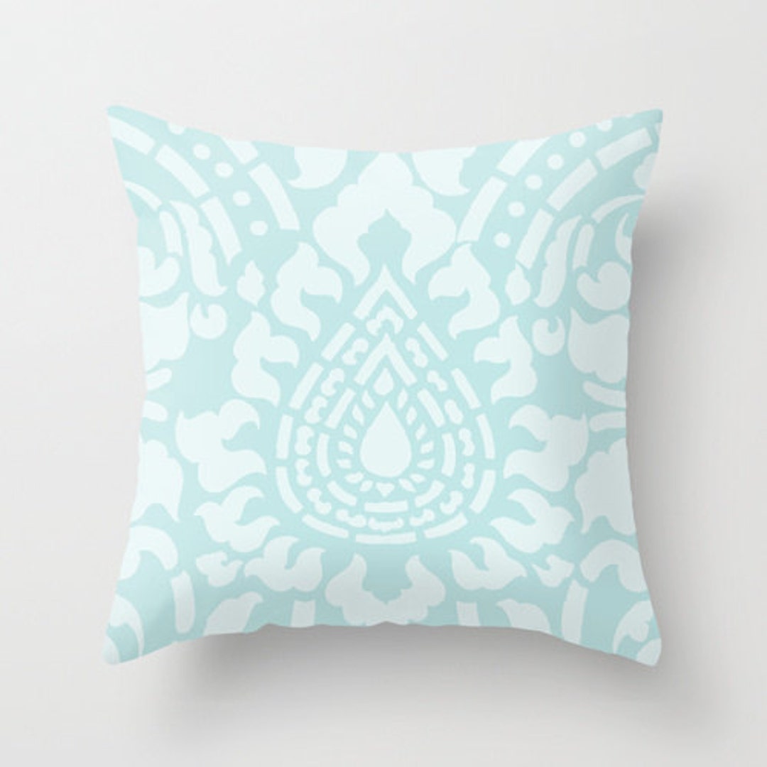 Damask Throw Pillow - Pastel Blue Home Decor - by Aldari Home - Etsy