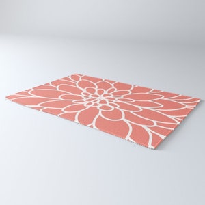 Modern Dahlia Flower Area Rug - Coral and White Flower Rug - Modern ...